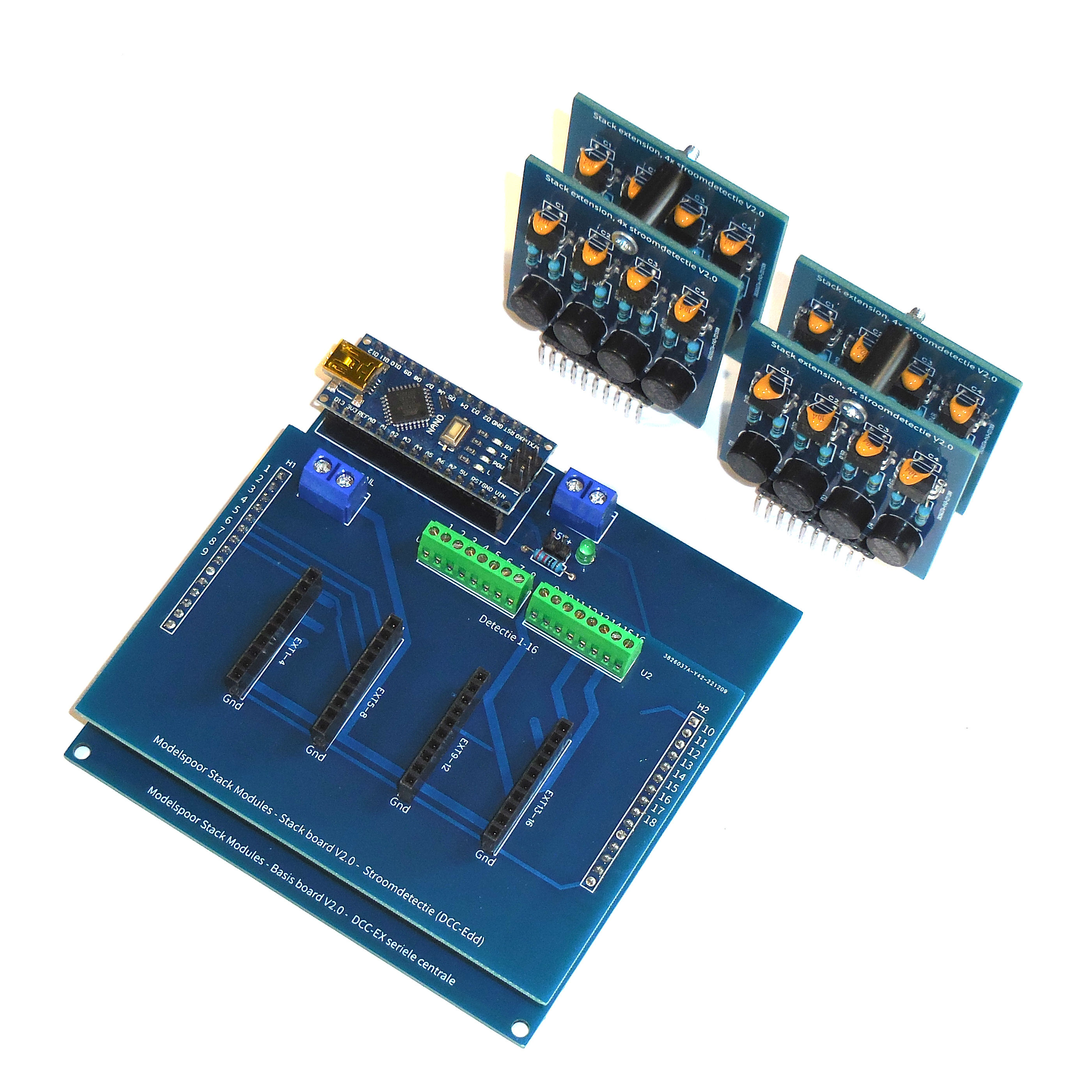 Modelspoor stack boards DCC-EX (I2C), DCC-decoder, LocoBuffer ...